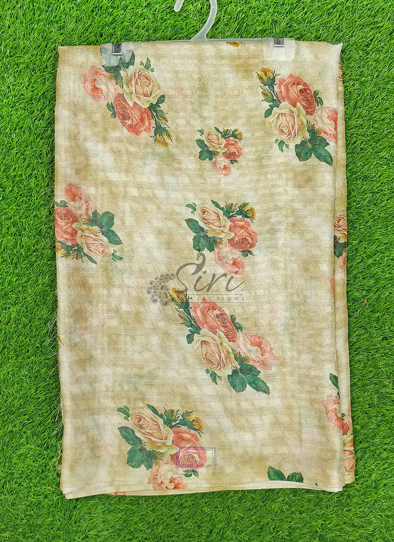 Beautiful Digital Print Jute Saree Siri Collections