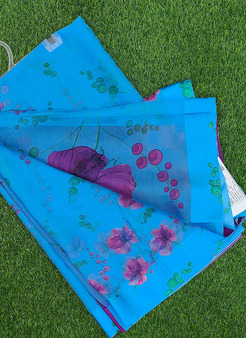 Beautiful Garden Fiona Border Nara Chiffon Saree – Siri Collections