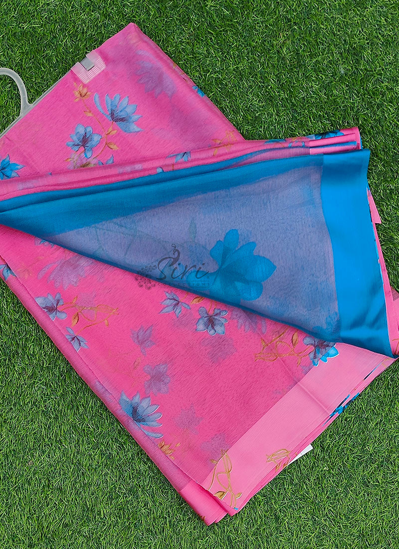 Beautiful Garden Fiona Border Nara Chiffon Saree – Siri Collections